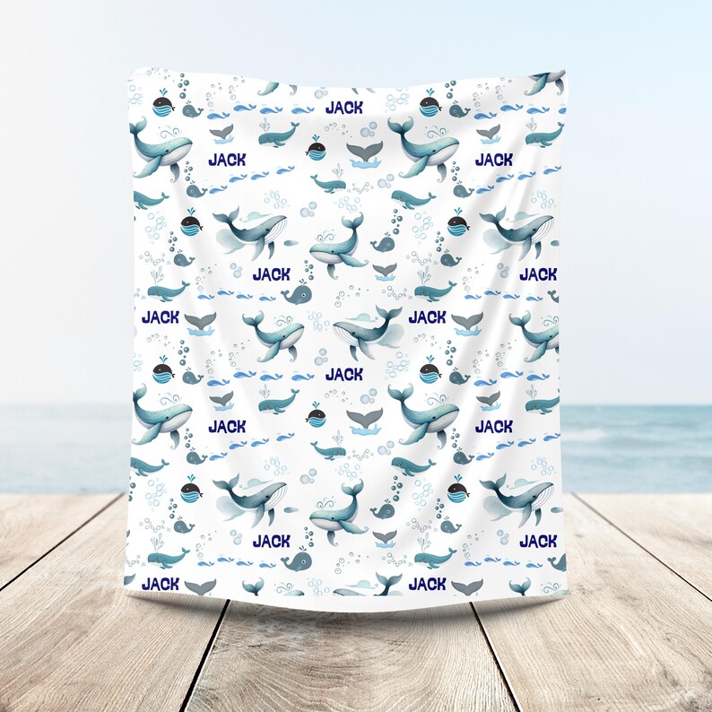 Personalized Whales Baby Blanket: Ocean Nursery Bedding - Etsy