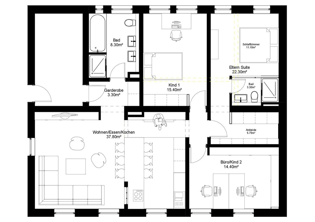 Grundriss 2D, Plan schwarz-weiß, Gebäude, Haus, Wohnung, Geschoss - Etsy.de