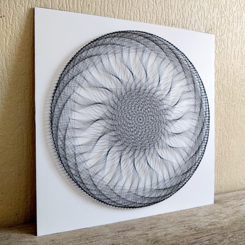 String Art. Mandala String Art. 3d Geometric. Black and White - Etsy