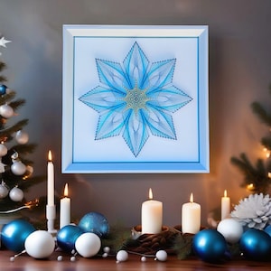 Christmas Gift. String Art. White and Blue Mandala. Mandala String Art. - Etsy