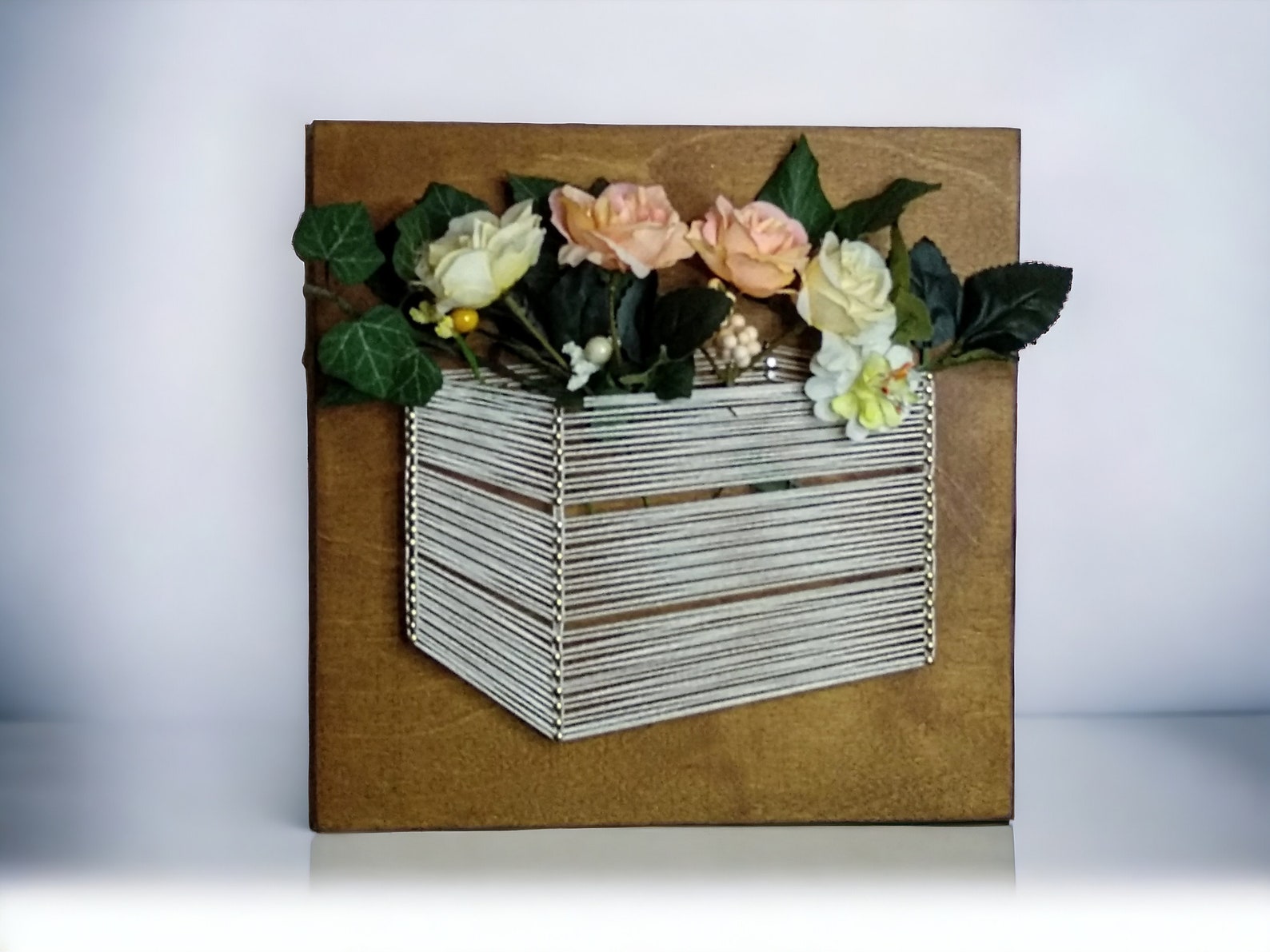 String Art Vase, Hanging Wall Pocket Vase, Farmhouse Decor, Botanical ...