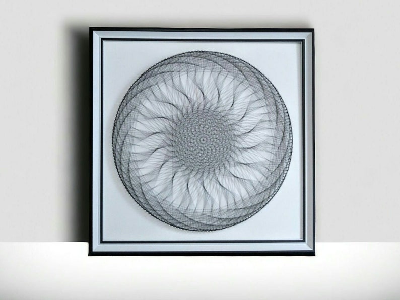 String Art. Mandala String Art. 3d Geometric. Zen Art. Black and White ...