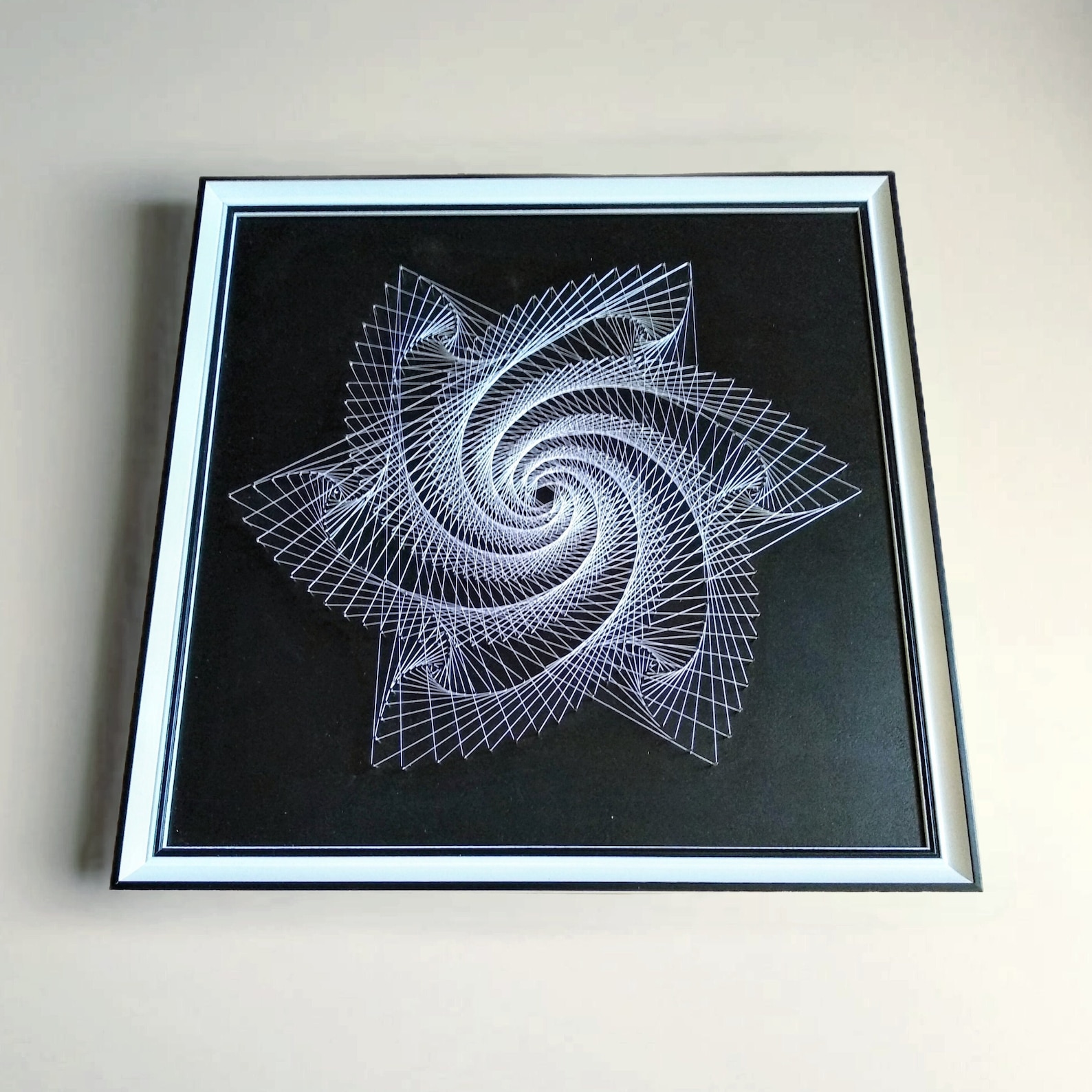 String Art. Mandala String Art. 3d Geometric. Black and White Mandala ...