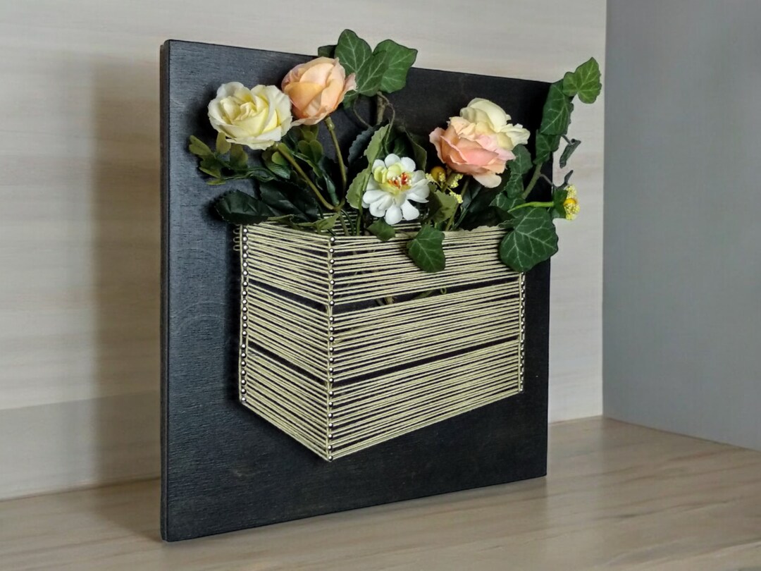 String Art Vase, Hanging Wall Pocket Vase, Farmhouse Decor, Botanical ...