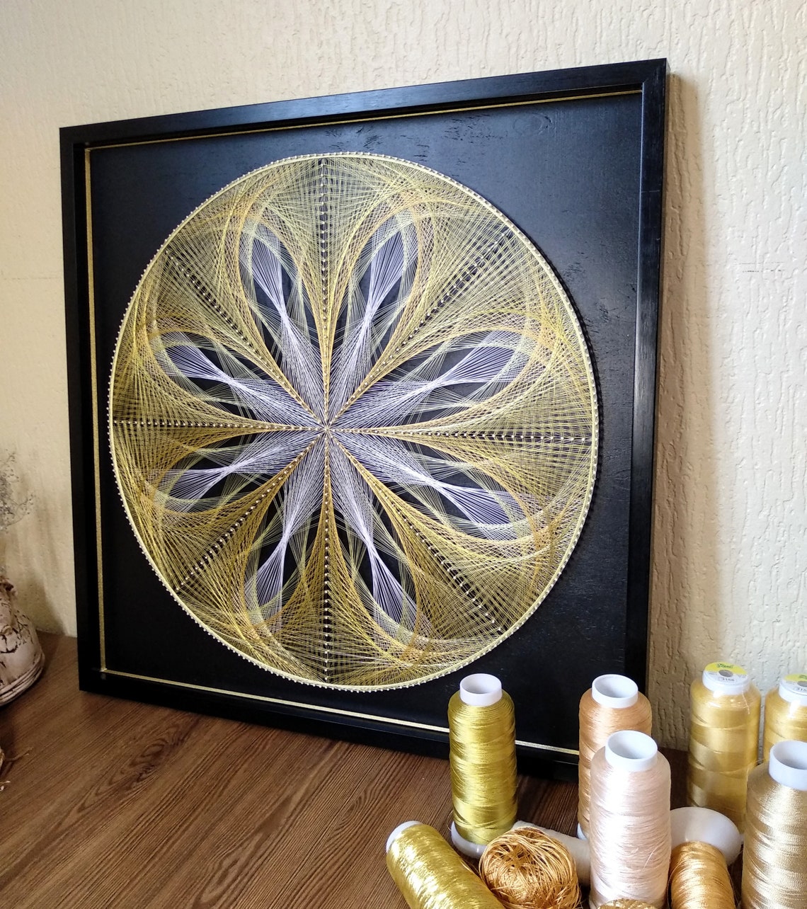 String Art. Mandala String Art. 3d Geometric. Gold Mandala. - Etsy