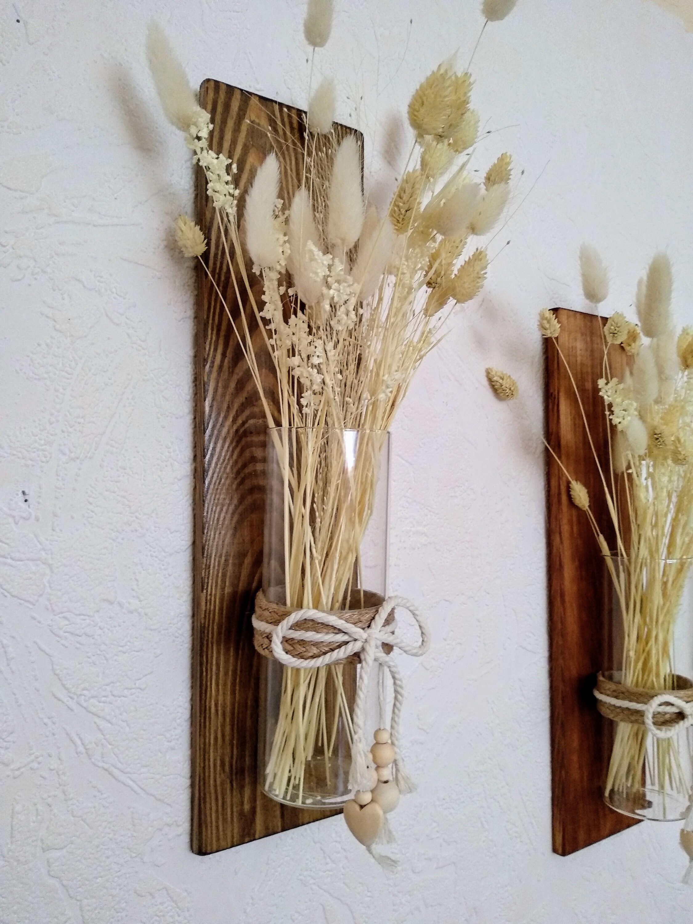 Rustic Wood Farmhouse Sconces, Wood Wall Sconces, Vases for Flowers ...