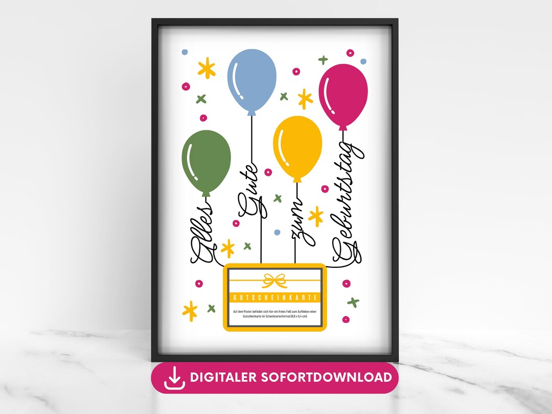 Birthday Voucher Poster With Birthday Wishes, Colorful Balloons and ...