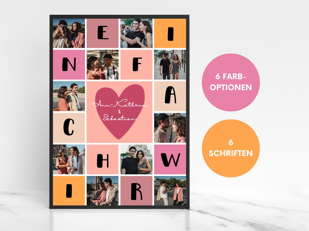 Romantic Partner Gift Photo Collage / Personal Photo Gift Loving Couple ...