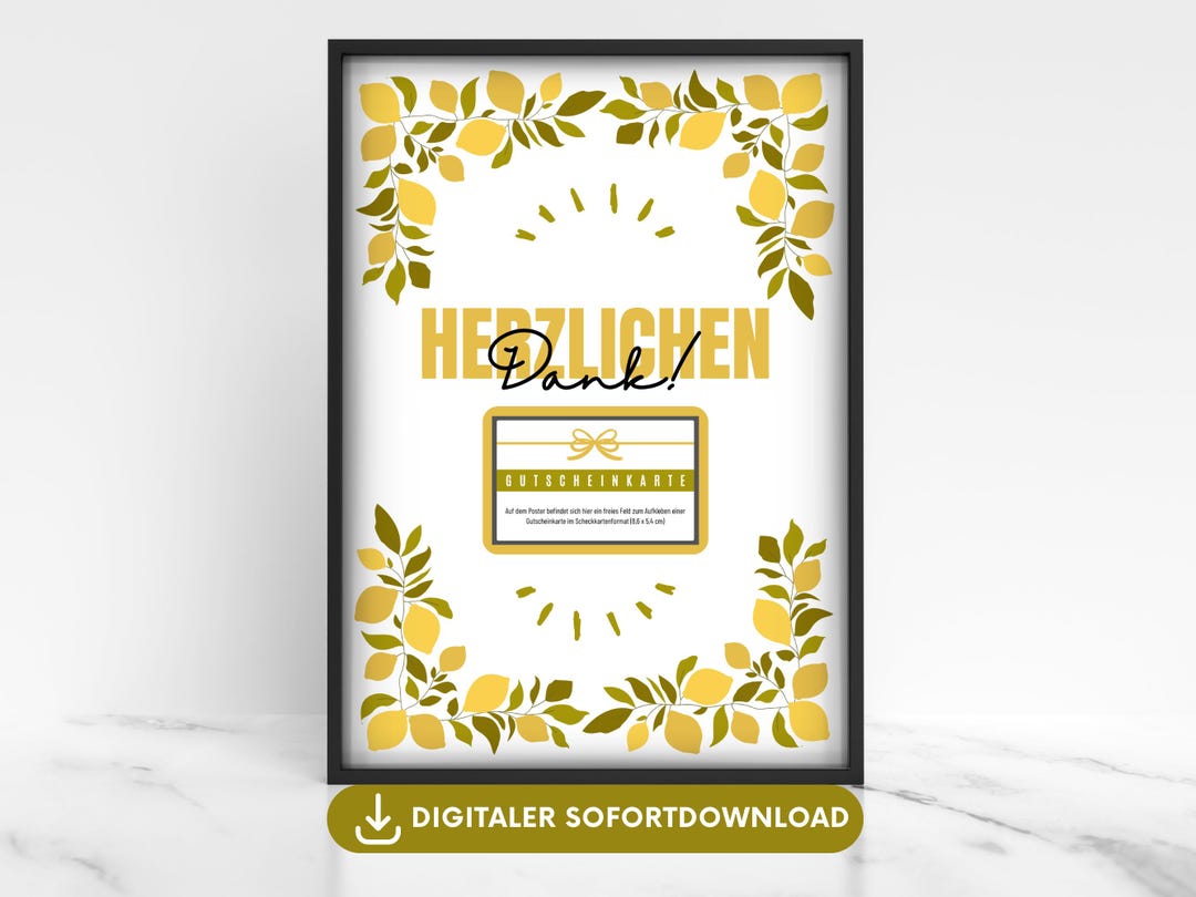 Gift Voucher Poster for Thanking Customers, Featuring a Lemon Motif and ...