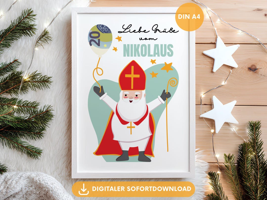 St. Nicholas Money Gift Poster DIN A4, Little St. Nicholas Gift Idea to ...