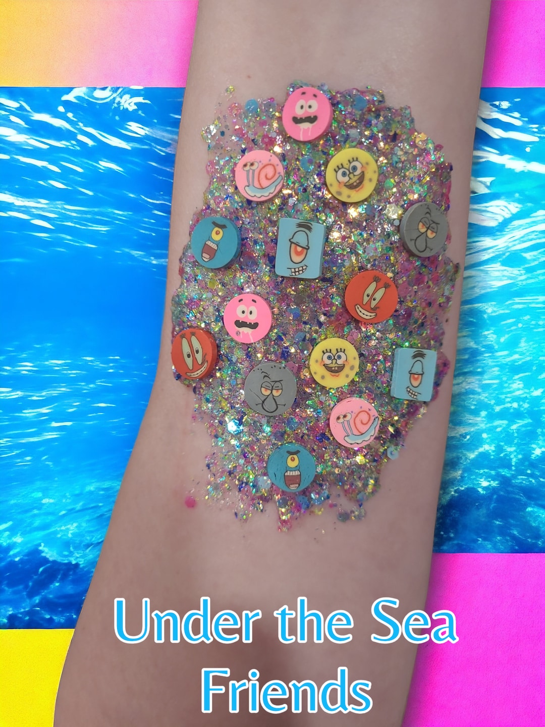 Under the Sea Friend Hair and Body Glitter in a Blue Pink and Yellow ...