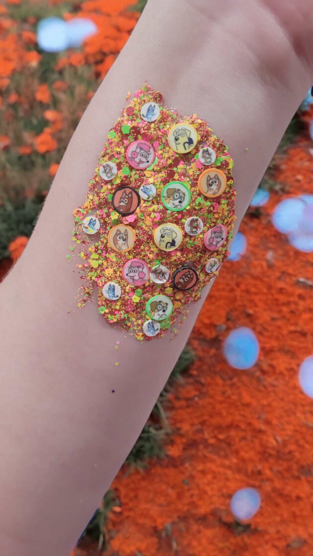 Family a Bluey Hair and Body Glitter Gel With Orange,green,red,yellow ...