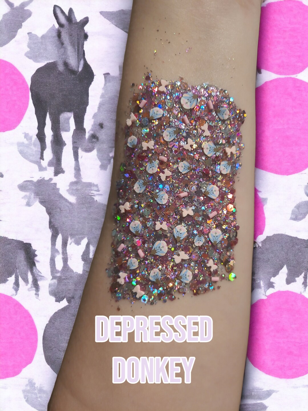 Depressed Donkey Body and Hair Glitter Gel With Polymer Clay Slices of ...
