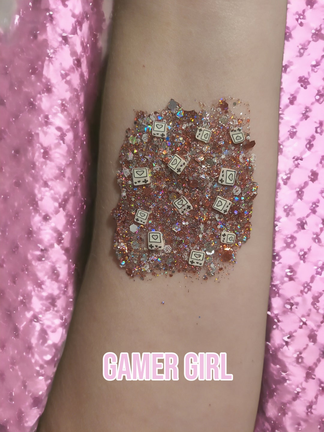 Gamer Girl Body and Hair Glitter Gel in a Silver and Pink Mix With ...