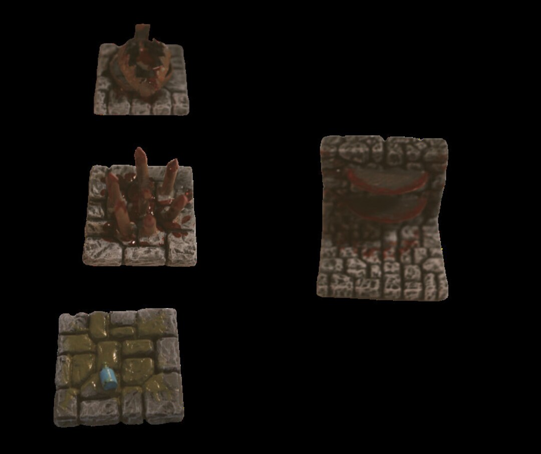 4 Piece Painted Trap Tile Set - Etsy