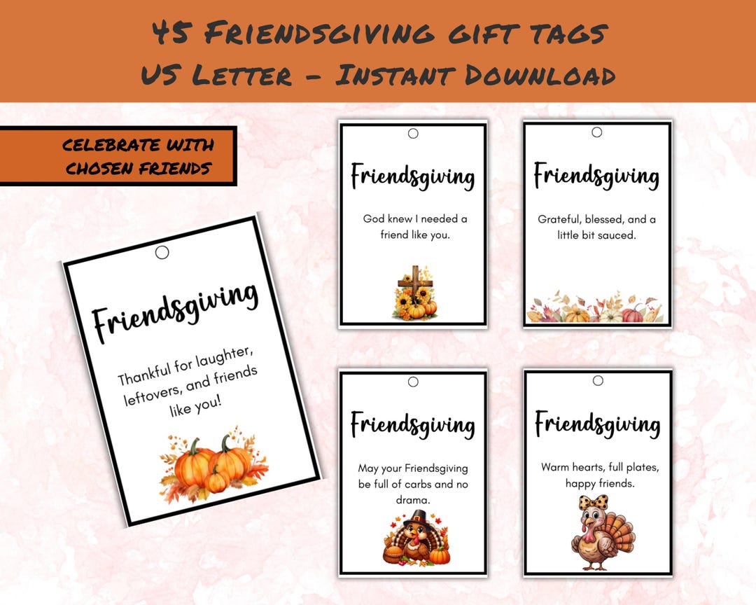 Friendsgiving Gift Tags, Friendsgiving Labels, Thanksgiving Tags, Treat ...