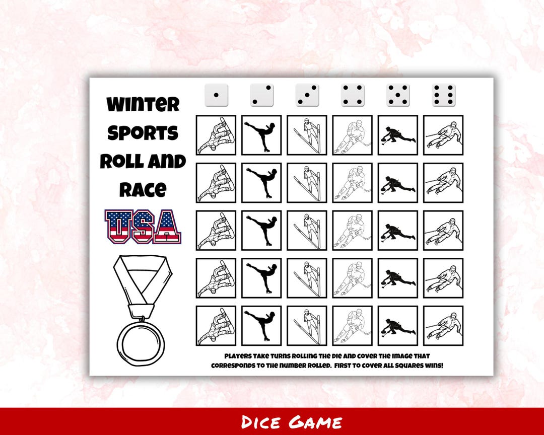 Winter Sports Roll and Race Dice Game –printable Math Classroom, Dice ...