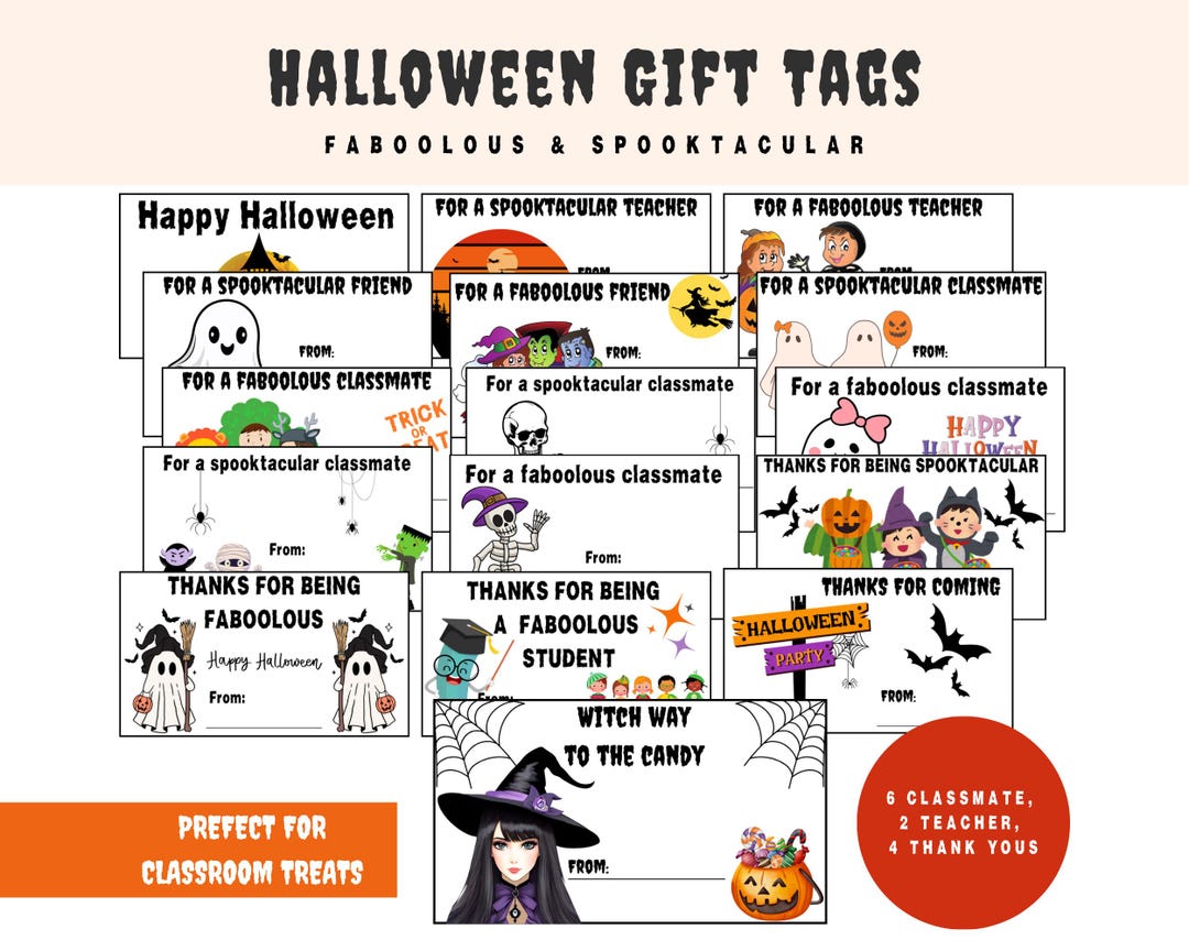 Halloween Gift Tags, Halloween Treat Bags, Halloween Favor, Halloween ...
