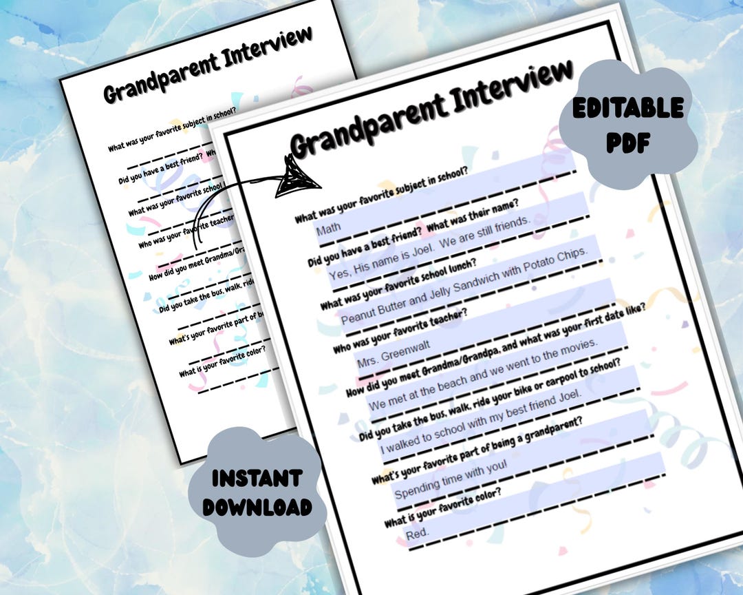 Grandparents Interview, Grandparents Day Activity, Grandparents Day ...