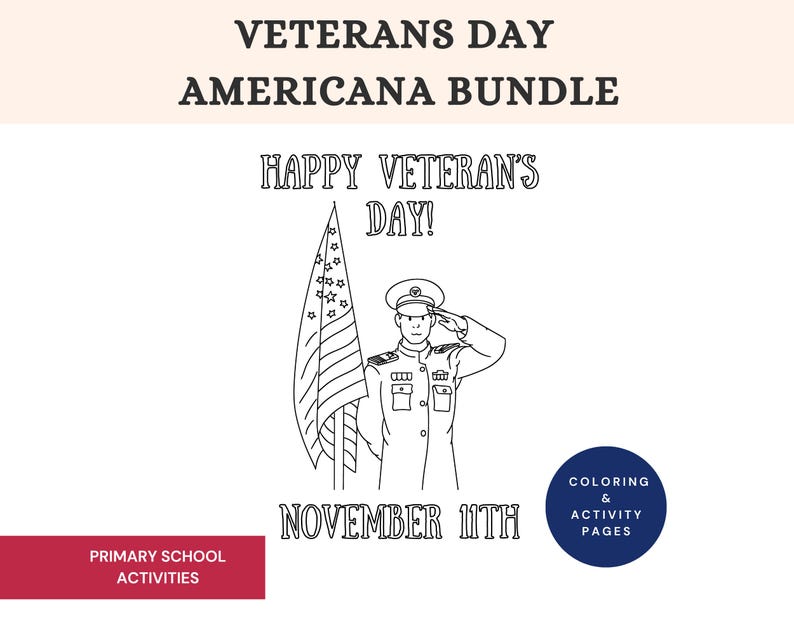 Veterans Day Americana Activity Bundle, Veterans Day/americana Coloring ...