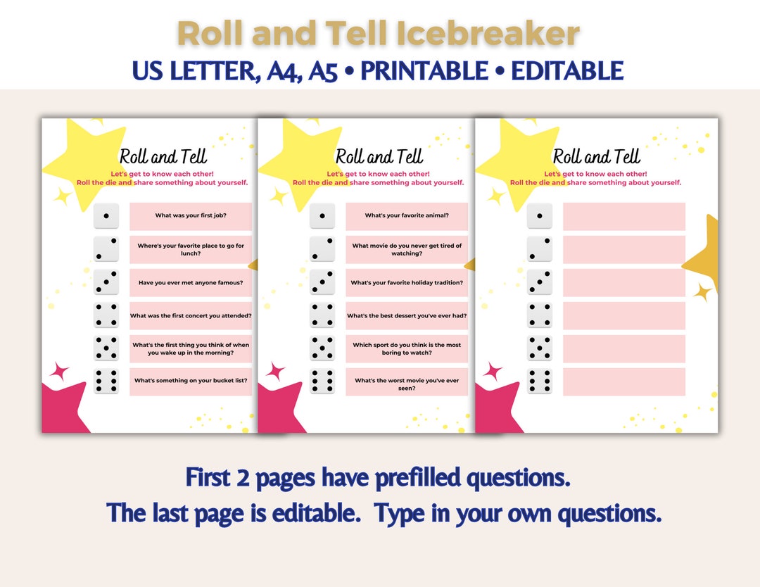 Roll and Tell, Icebreaker Dice Game, Teambuilding, Getting to Know You ...