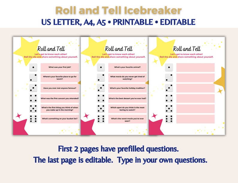 Roll and Tell, Icebreaker Dice Game, Teambuilding, Getting to Know You ...