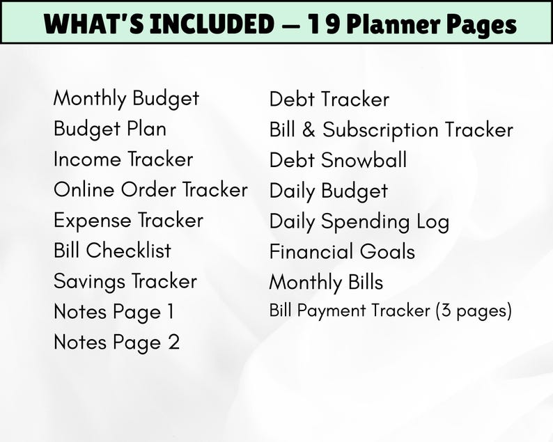 Pink Bow Finance Planner, Simple Budget, Monthly Budget, Income Tracker ...