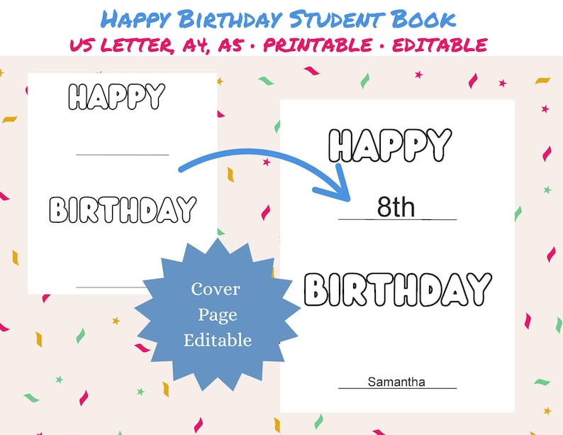 Happy Birthday Student Book, Classmate Coloring Pages, Birthday Book ...