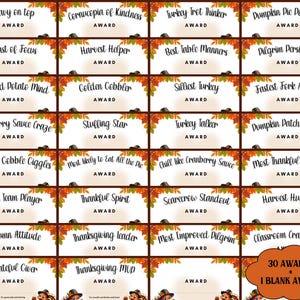 Classroom Award- Thanksgiving Classroom Awards, School Awards for Kids ...