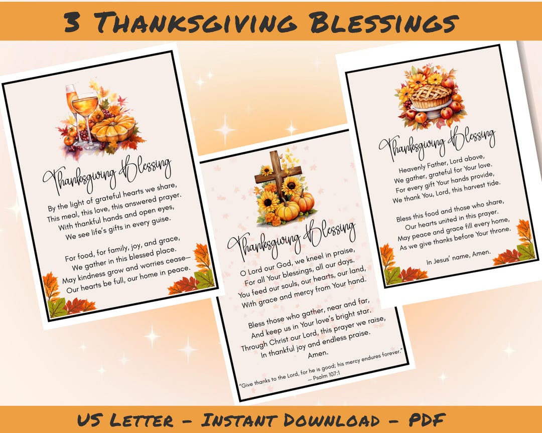 Thanksgiving Table Blessing Card, Prayer of Thanksgiving, Holiday ...