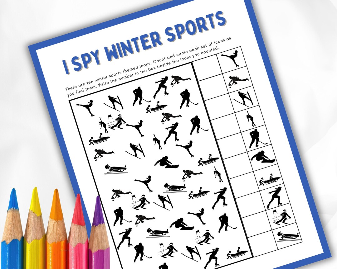 I Spy Game-winter Sports Printable for Kids, Math Activity for Kids ...