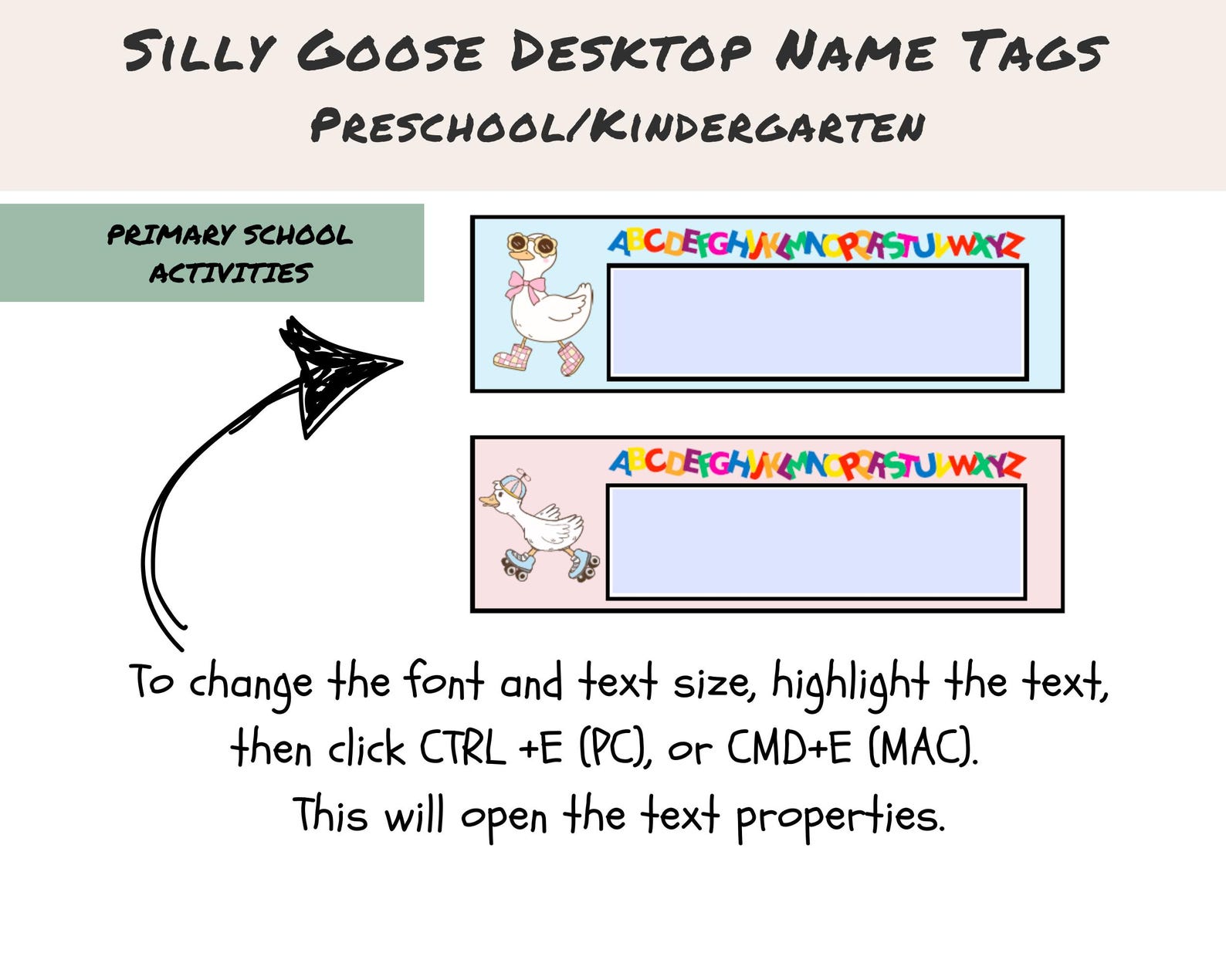 Silly Goose Desktop Name Tag, Silly Goose Desktop Name Plate, Classroom ...
