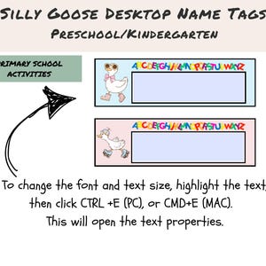 Silly Goose Desktop Name Tag, Silly Goose Desktop Name Plate, Classroom ...