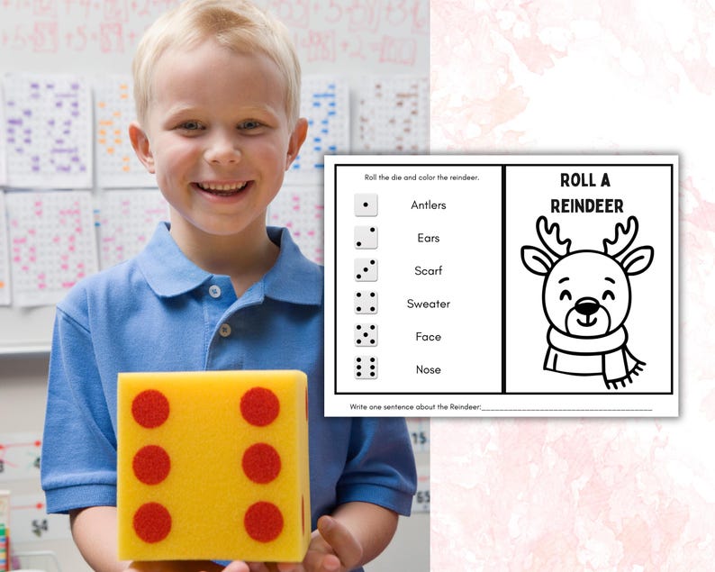 Roll-a-reindeer Dice Game – Printable Christmas Activity, Christmas ...