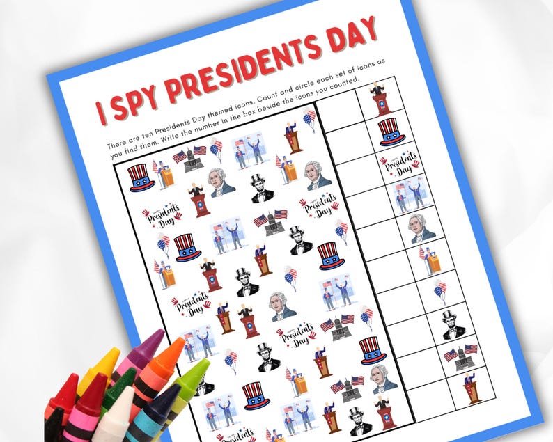 Presidents Day I Spy Game | Printable Activity for Kids | Fun ...