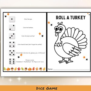 Roll-a-turkey Dice Game – Printable Thanksgiving Activity ...