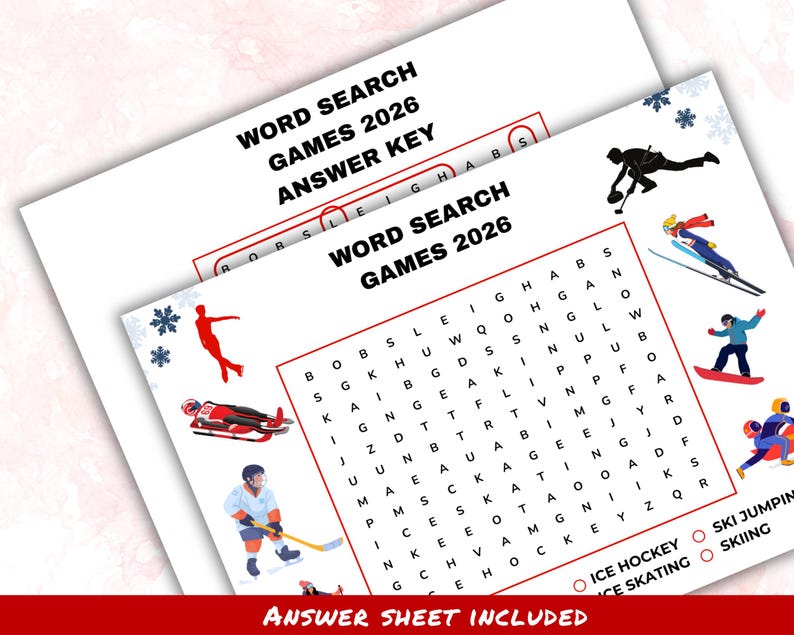 Word Search Game 2026 – Printable Winter Party Games, Word Search ...