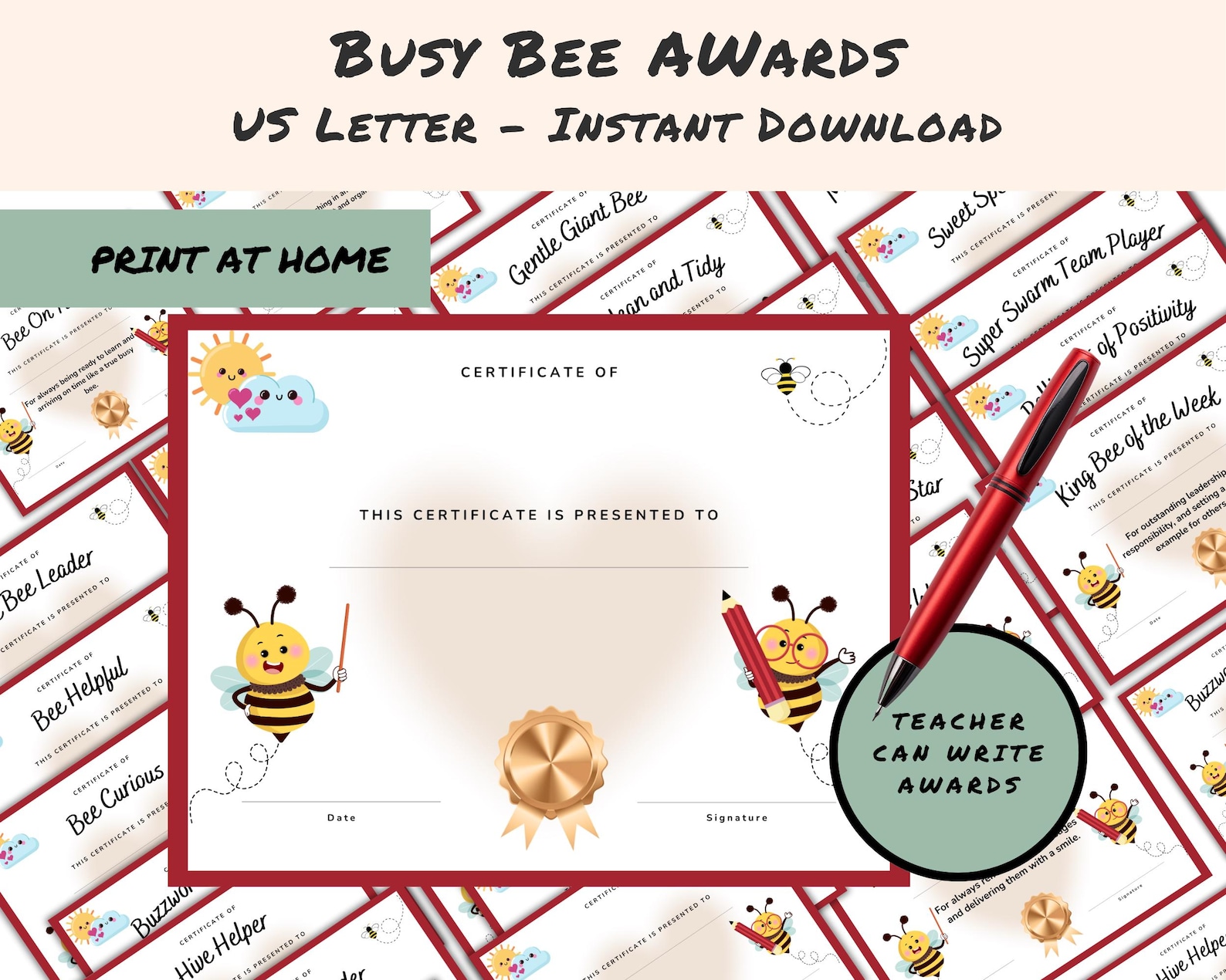 Busy Bee Award, Busy Bee Certificate, Student Awards, Busy Bee Awards ...
