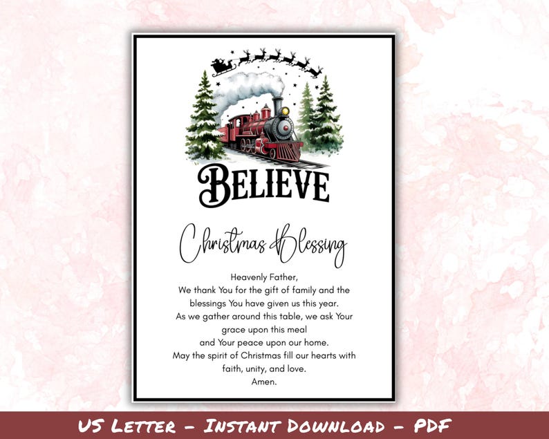 Christmas Table Blessing Card, Dinner Table Prayer, Christmas Brunch ...