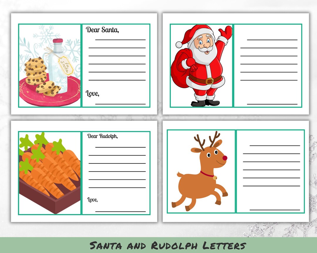 Letter to Santa and Rudolph, 4 Printable Holiday Letters for Kids ...