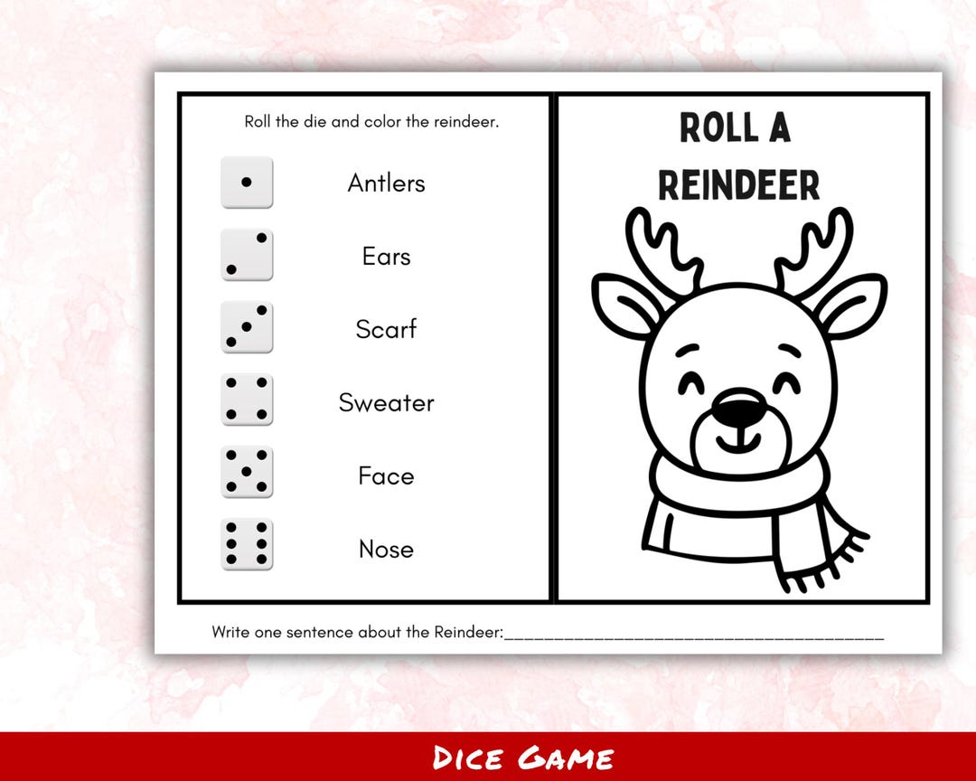 Roll-a-reindeer Dice Game – Printable Christmas Activity, Christmas ...