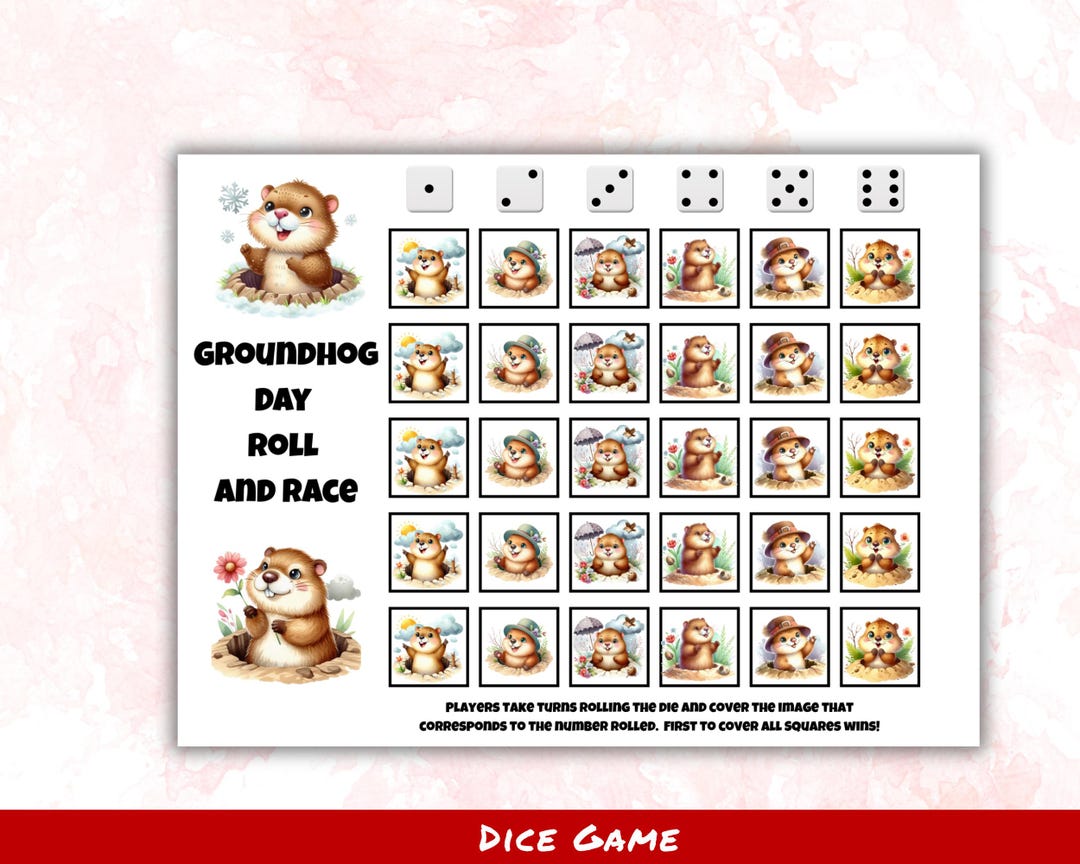 Groundhog Day Roll and Race Dice Game –printable Math Classroom, Dice ...