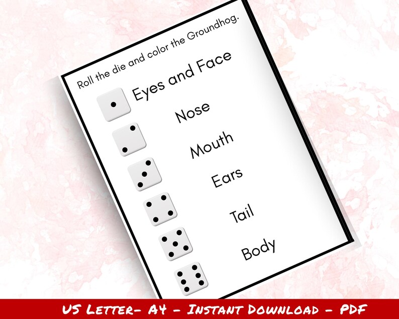 Roll-a-groundhog Dice Game – Printable Groundhog Day Activity,dice Game ...