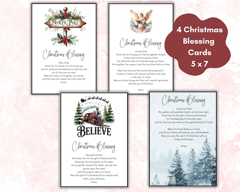 Christmas Table Blessing Card, Dinner Table Prayer, Christmas Brunch ...