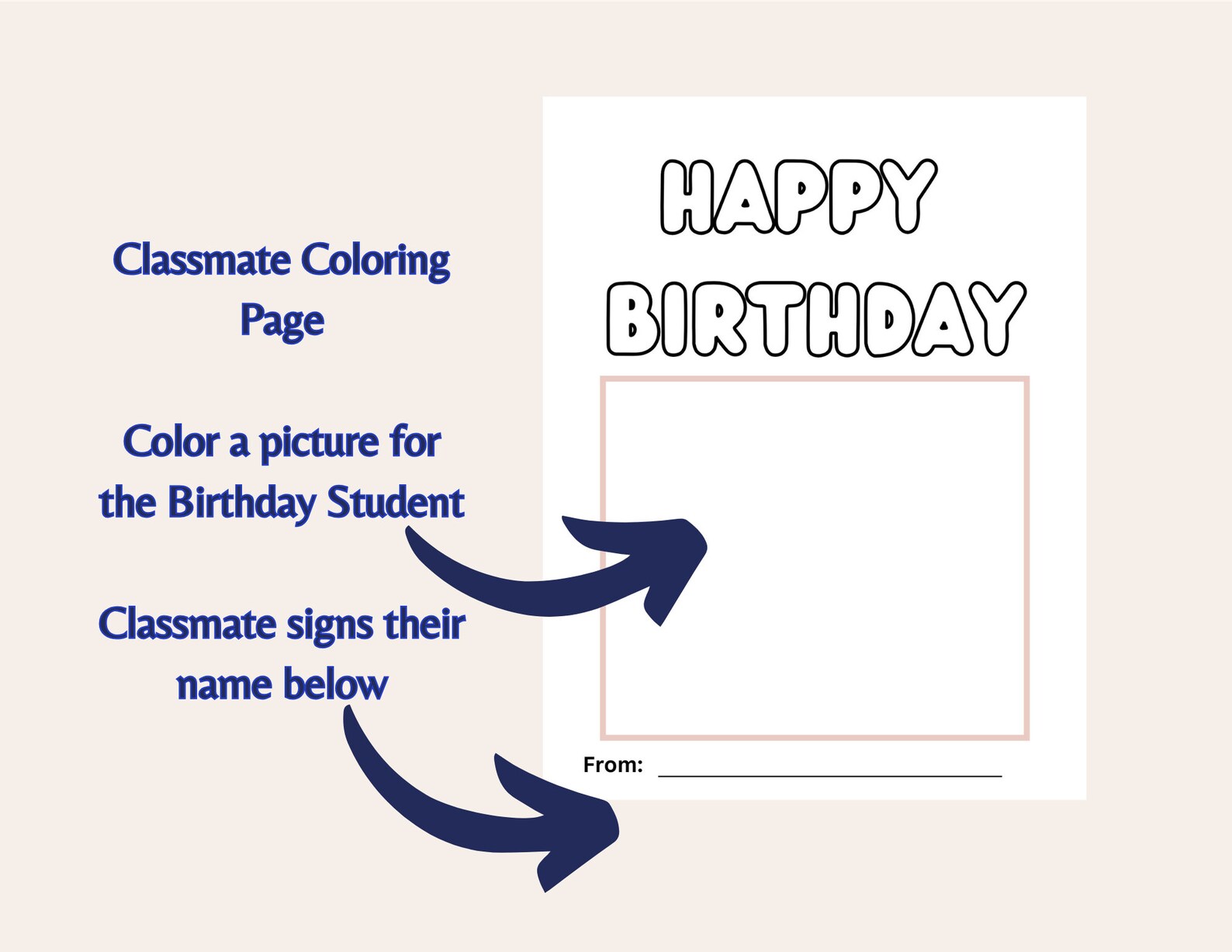 Happy Birthday Student Book, Classmate Coloring Pages, Birthday Book ...
