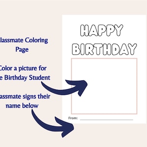 Happy Birthday Student Book, Classmate Coloring Pages, Birthday Book ...