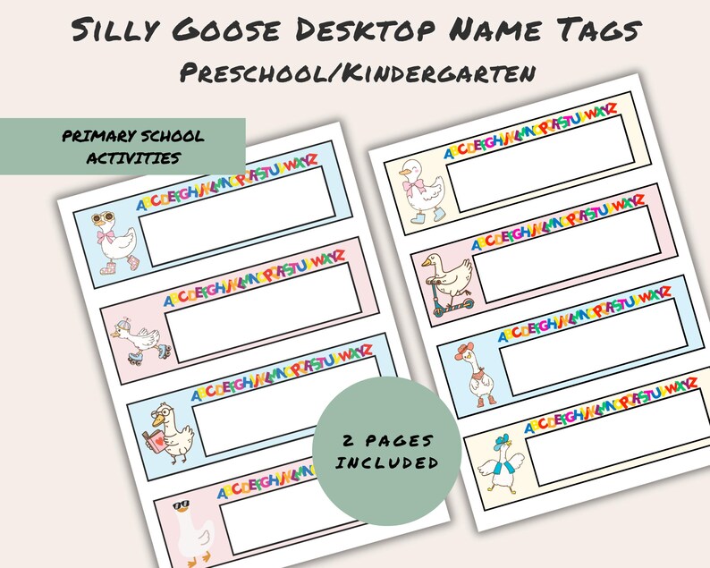 Silly Goose Desktop Name Tag, Silly Goose Desktop Name Plate, Classroom ...