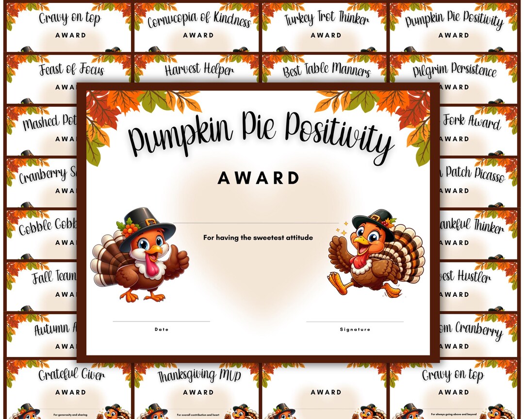Classroom Award- Thanksgiving Classroom Awards, School Awards for Kids ...