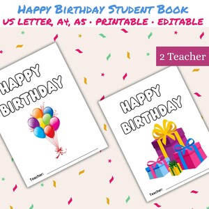 Happy Birthday Student Book, Classmate Coloring Pages, Birthday Book ...