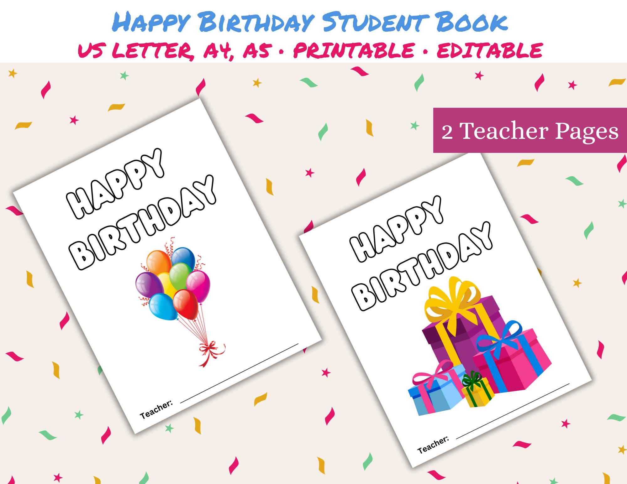 Happy Birthday Student Book, Classmate Coloring Pages, Birthday Book ...